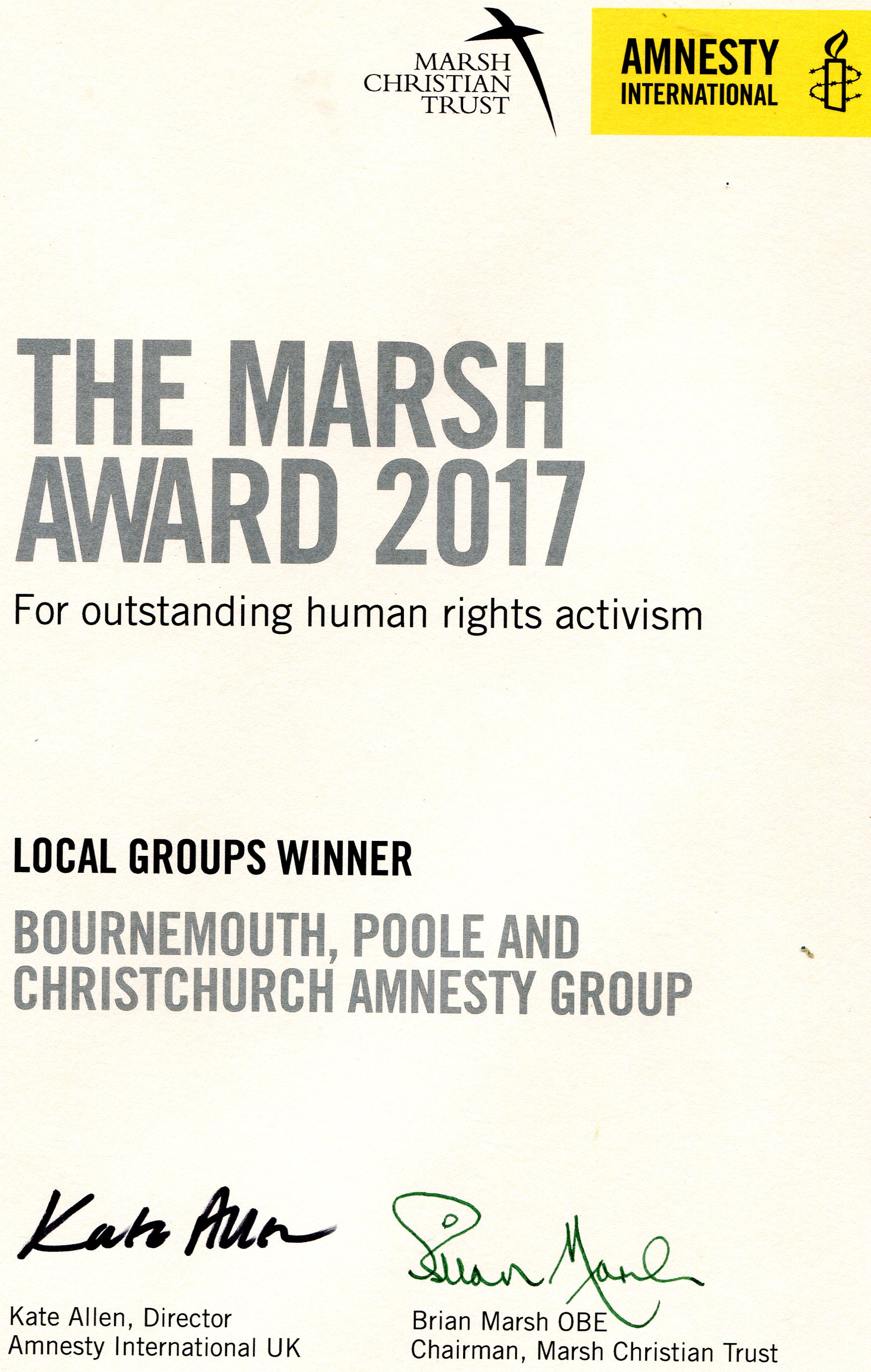 Winners Marsh Award 2017…